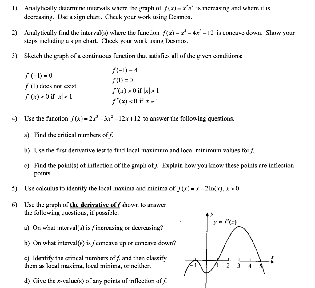 Solved 1) Analytically determine intervals where the graph | Chegg.com