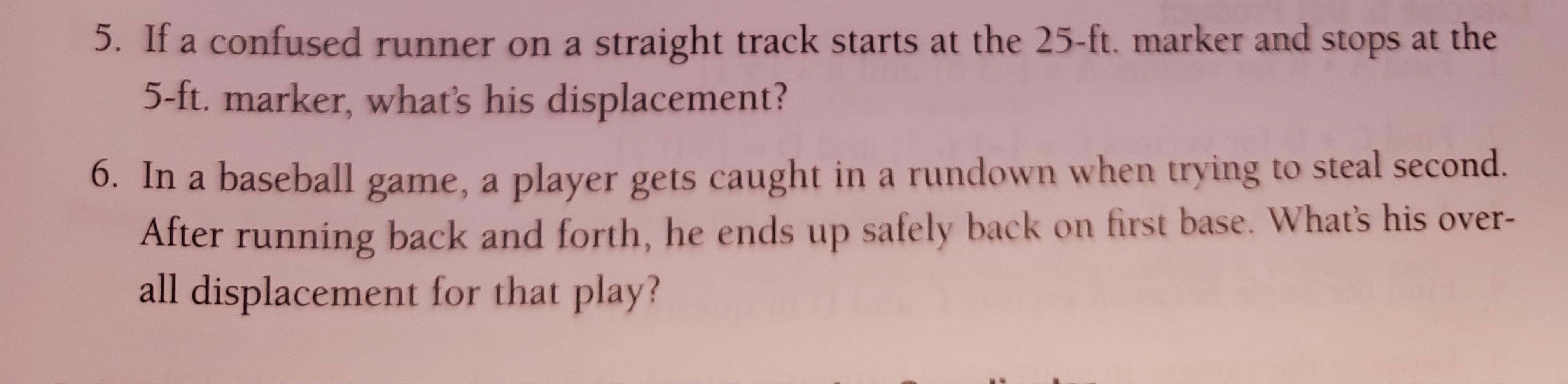 Solved 5. If a confused runner on a straight track starts at | Chegg.com