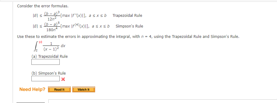 Solved Consider the error formulas. | Chegg.com