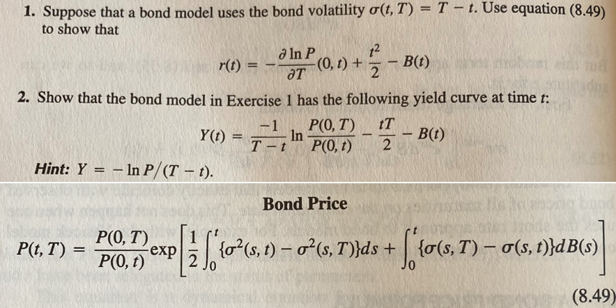 1. Suppose that a bond model uses the bond volatility | Chegg.com