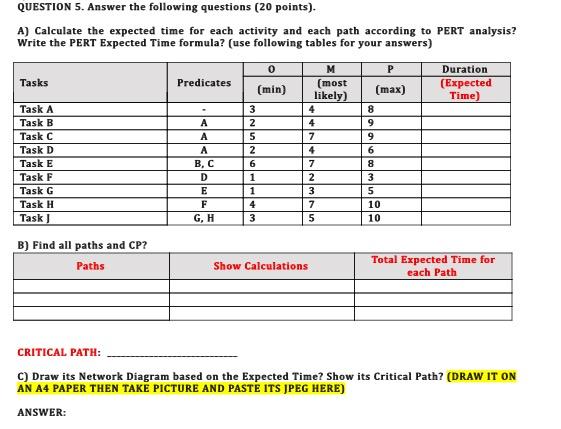 Solved QUESTION 5. Answer the following questions (20 | Chegg.com