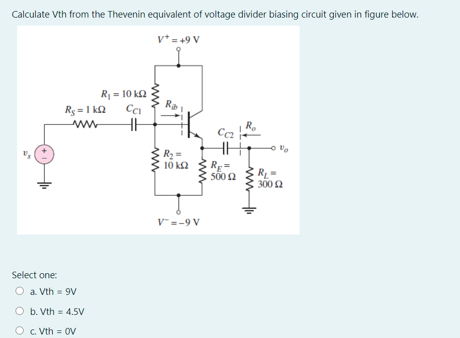 Solved Calculate Vth from the Thevenin equivalent of voltage | Chegg.com
