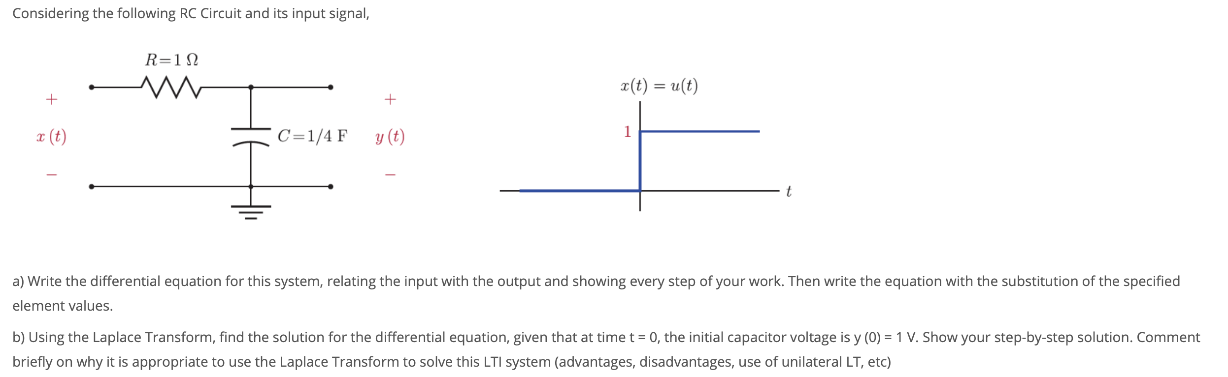 Considering the following RC Circuit and its input | Chegg.com