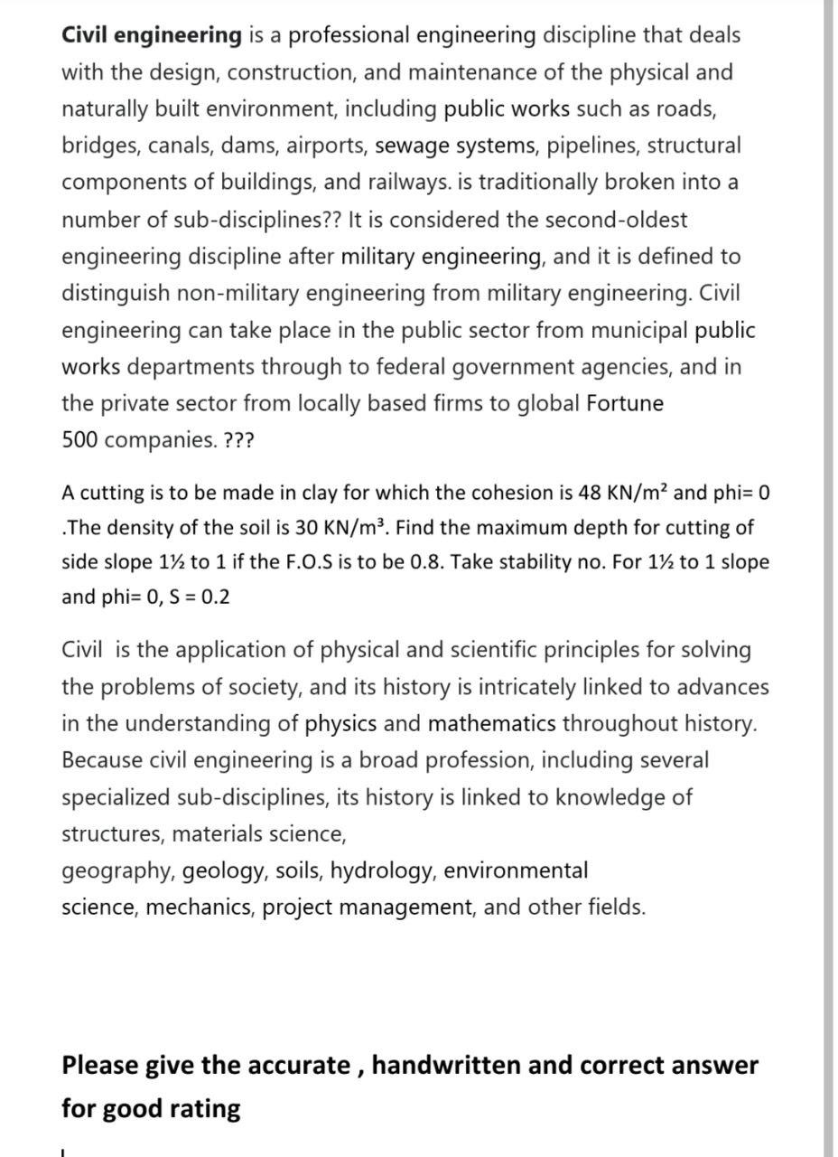 Solved Civil engineering is a professional engineering | Chegg.com