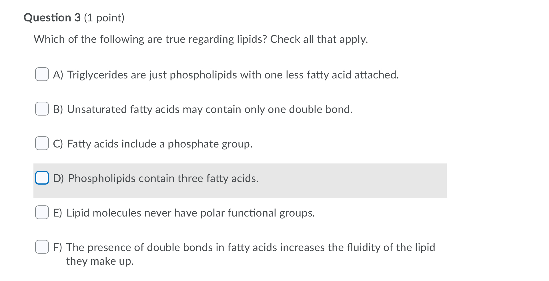 Solved Question 3 (1 point) Which of the following are true | Chegg.com