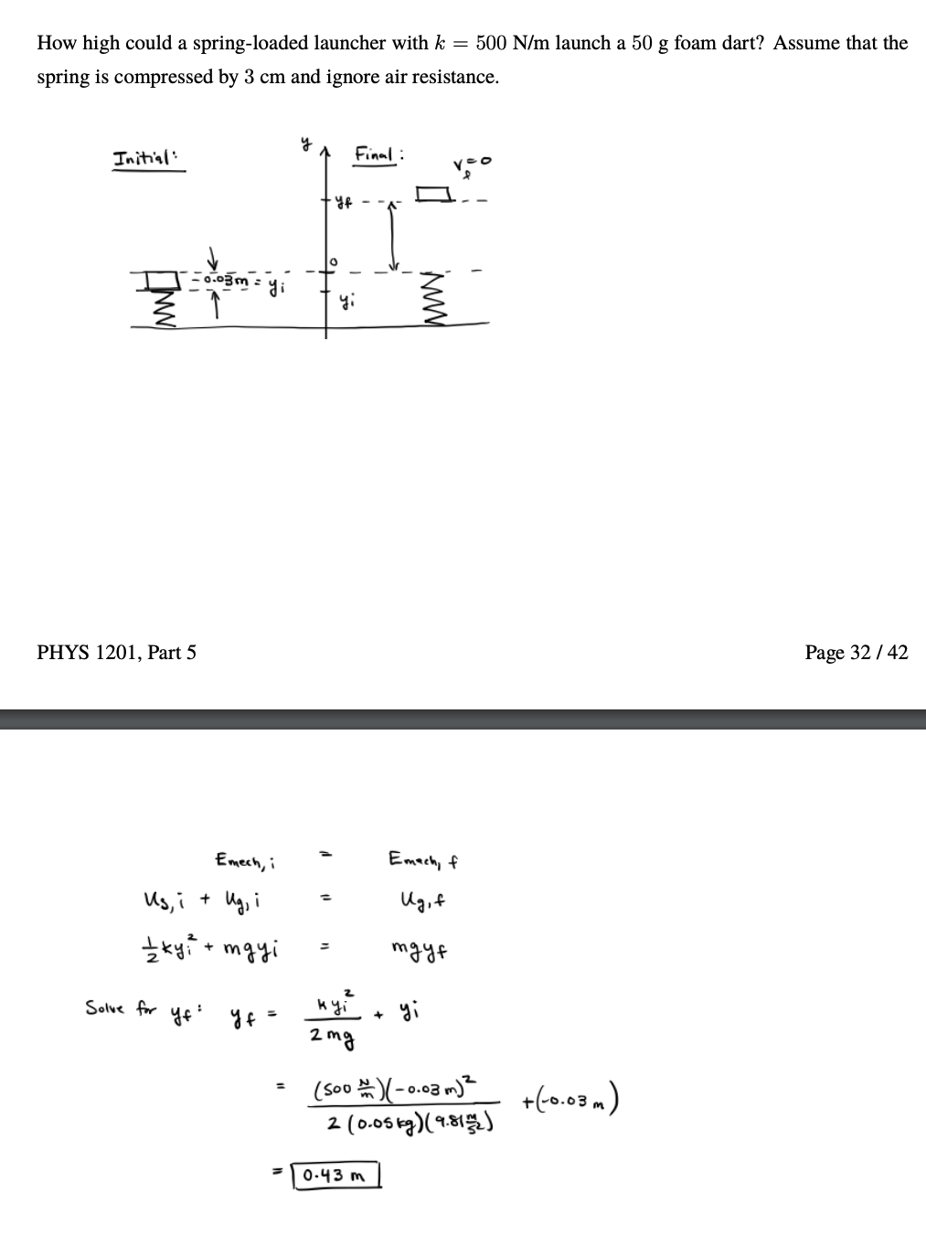 Solved How high could a spring-loaded launcher with k = 500 | Chegg.com