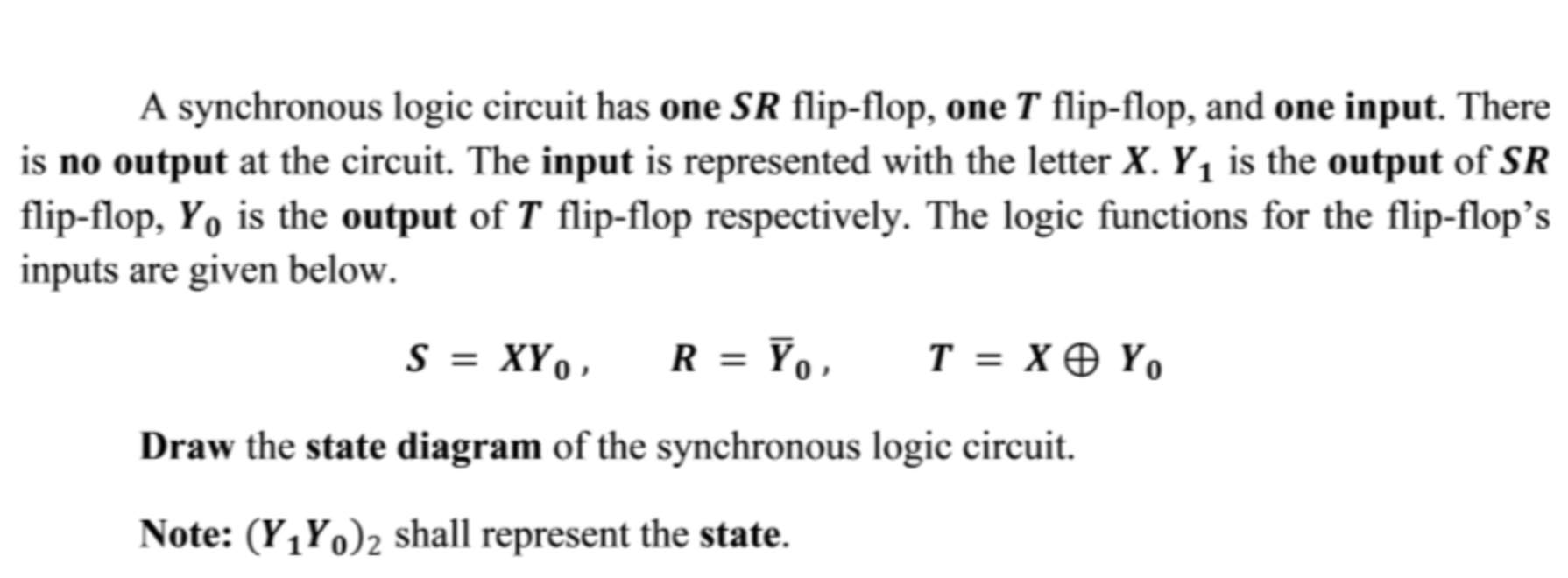 Solved A synchronous logic circuit has one SR flip-flop, one | Chegg.com