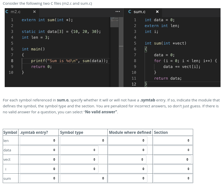 Solved Symtab column choices - Yes - No Symbol Type | Chegg.com