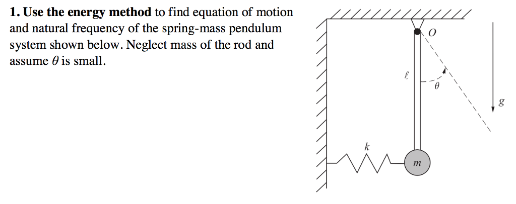 Solved 1. Use the energy method to find equation of motion | Chegg.com