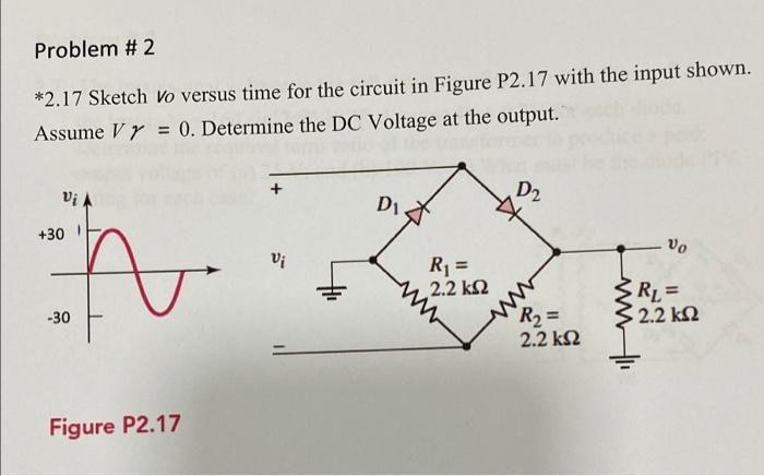 Solved Problem #2 *2.17 Sketch Vo versus time for the | Chegg.com