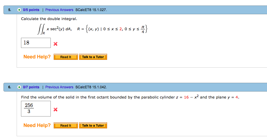 Solved 5. 0/5 points ! Previous Answers SCalcET8 15.1.027 | Chegg.com