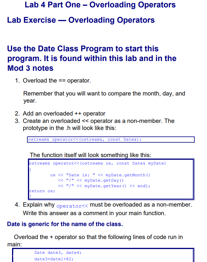 This lab needs to be done in the C++ format please on | Chegg.com