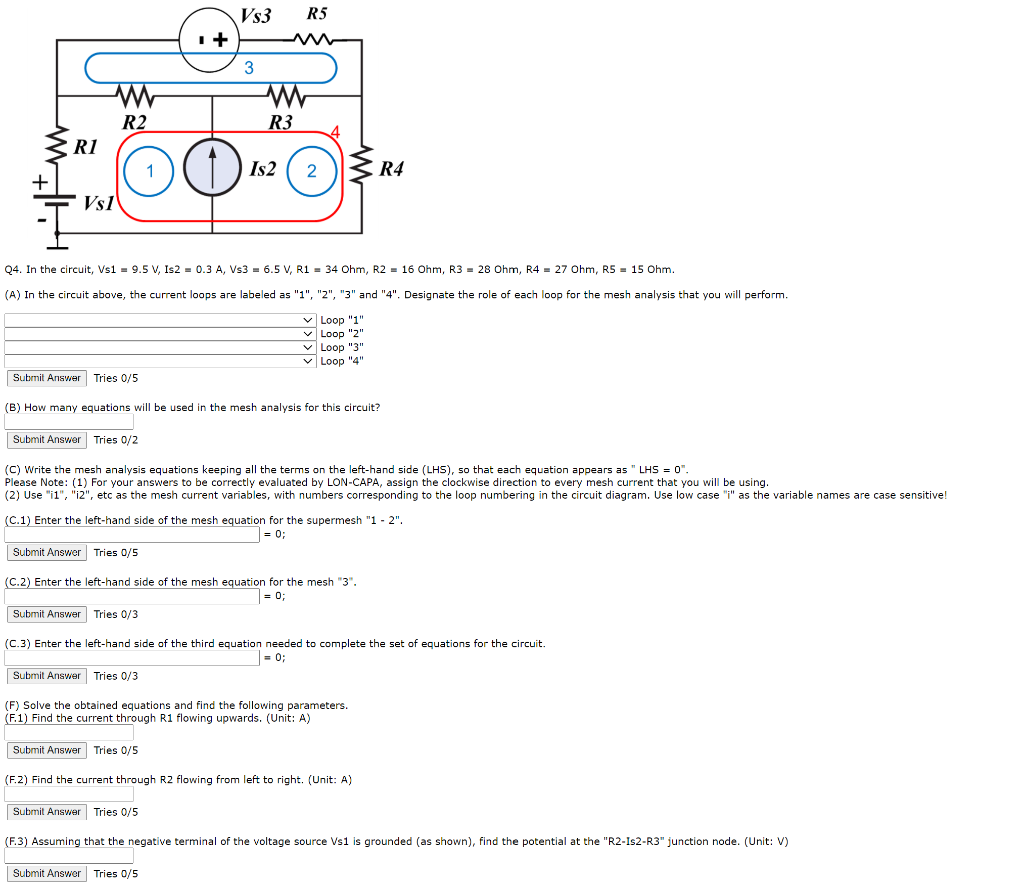 Solved Vs3 R5 3 R2 R3 R1 1 D 152 2 R4 Vs1 Q4. In the | Chegg.com