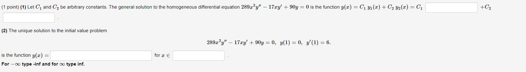 Solved (1 point) (1) Let C and C2 be arbitrary constants. | Chegg.com