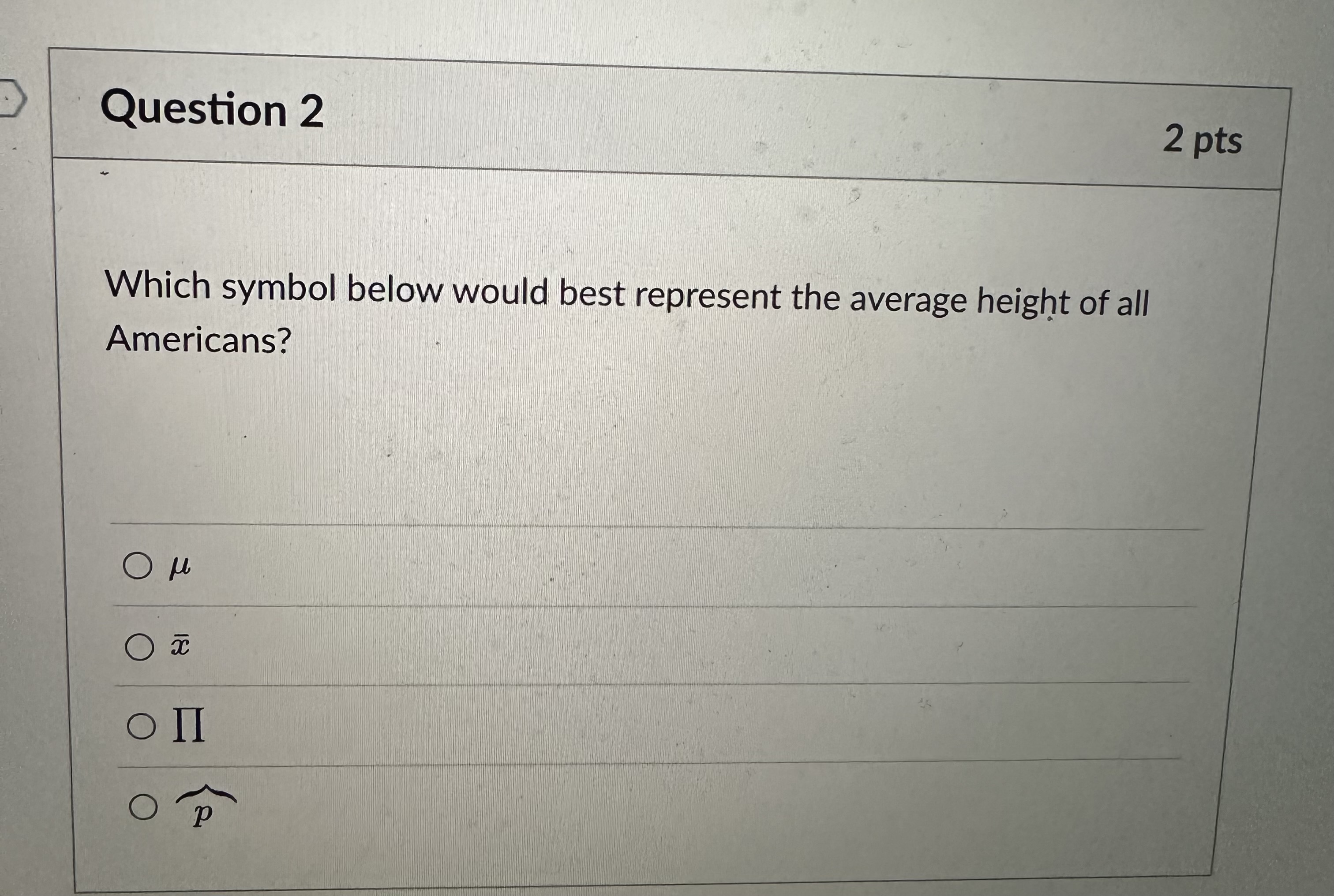 Solved Which symbol below would best represent the average | Chegg.com
