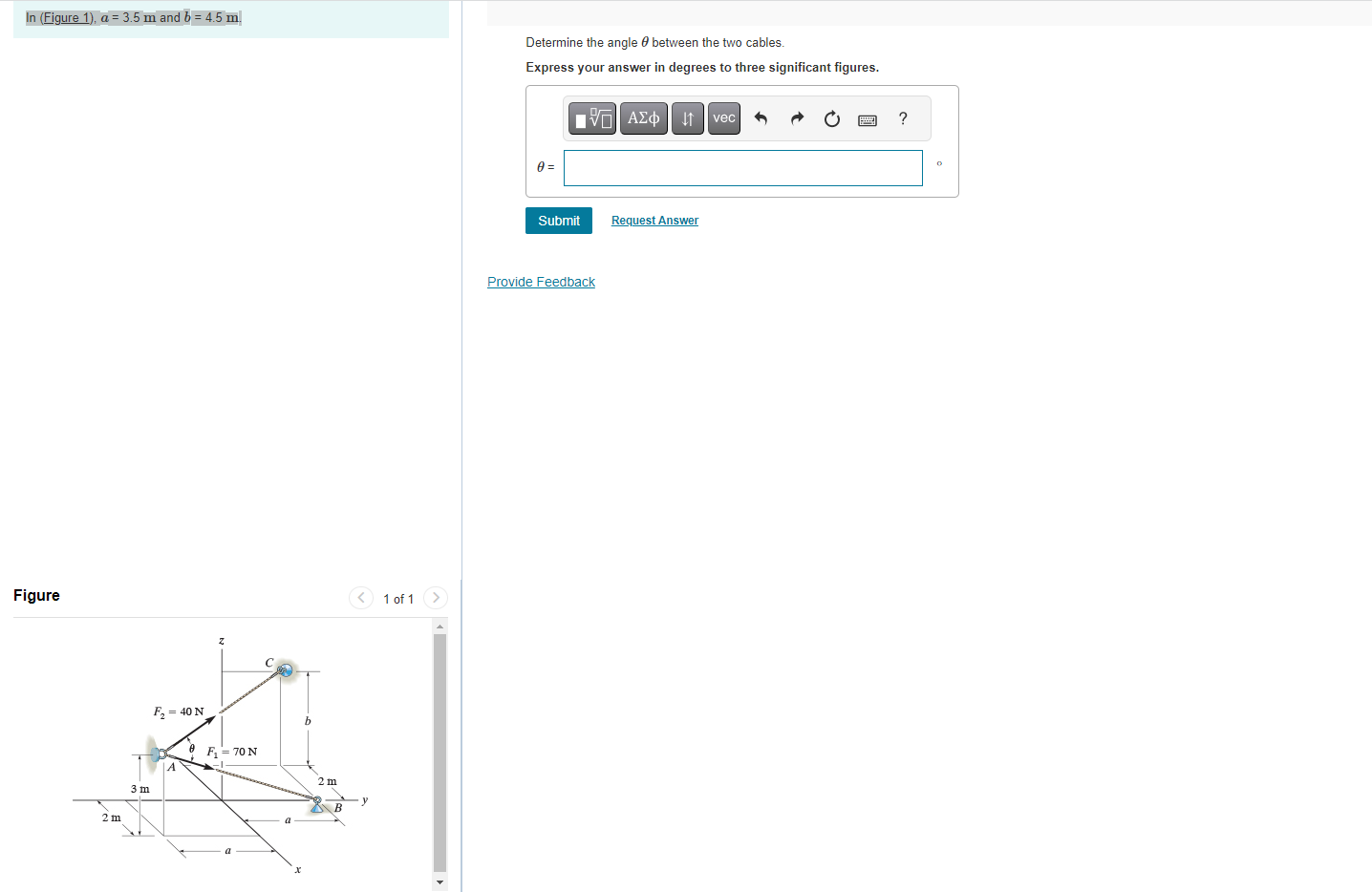 Solved Determine the angle θ between the two cables. Express | Chegg.com