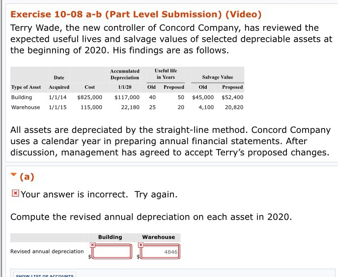 Solved Exercise 10-08 a-b (Part Level Submission) (Video) | Chegg.com