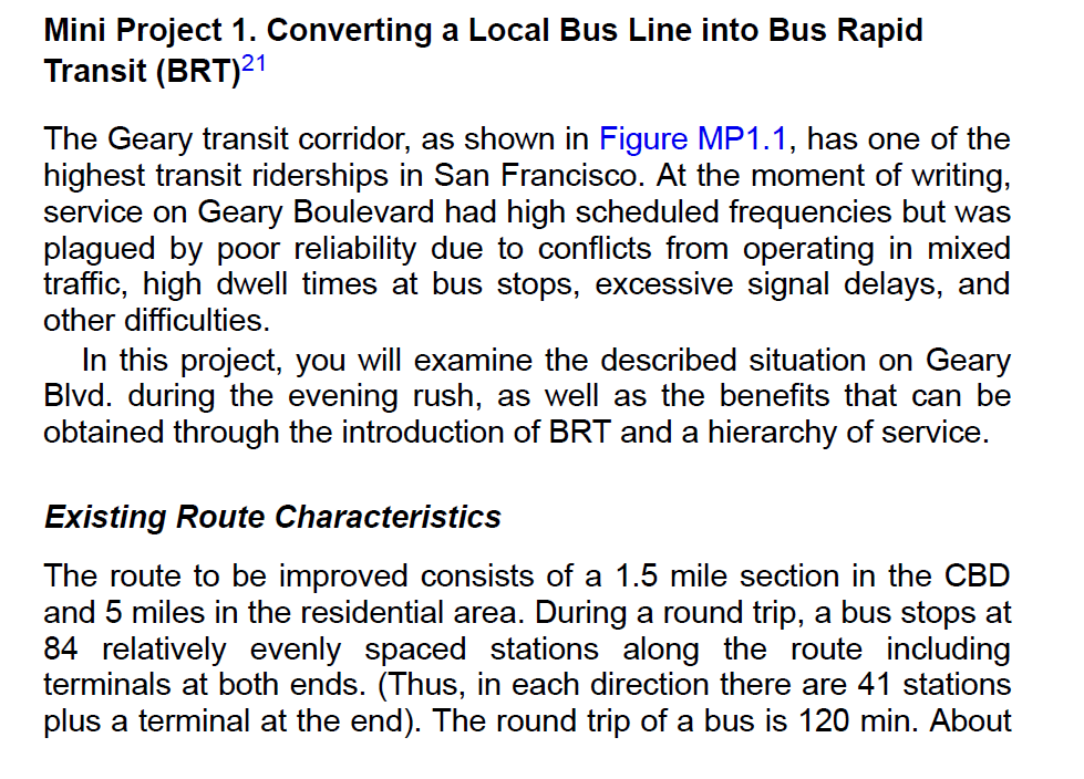 Solved Mini Project 1. Converting a Local Bus Line into Bus | Chegg.com