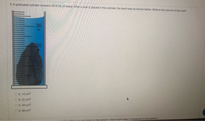 Solved 4. A graduated cylinder contains 20.0 mL of water. | Chegg.com