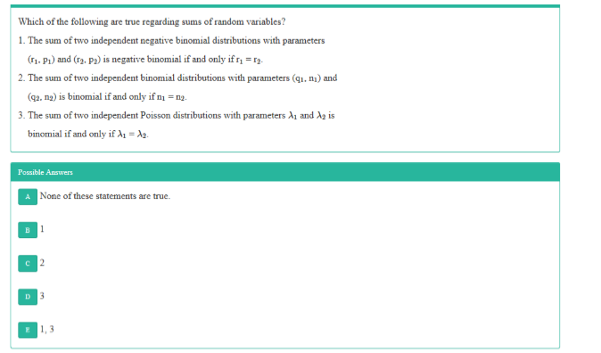 Solved Which of the following are true regarding sums of | Chegg.com