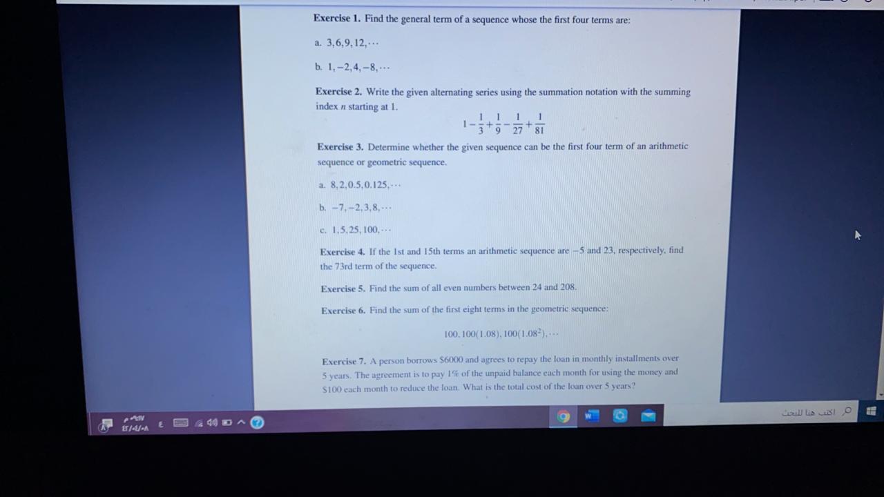 Solved Exercise 1. Find the general term of a sequence whose | Chegg.com