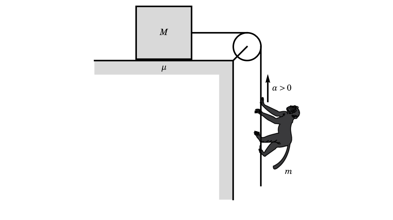 Solved Example: climbing monkey. A monkey of mass m hangs on | Chegg.com