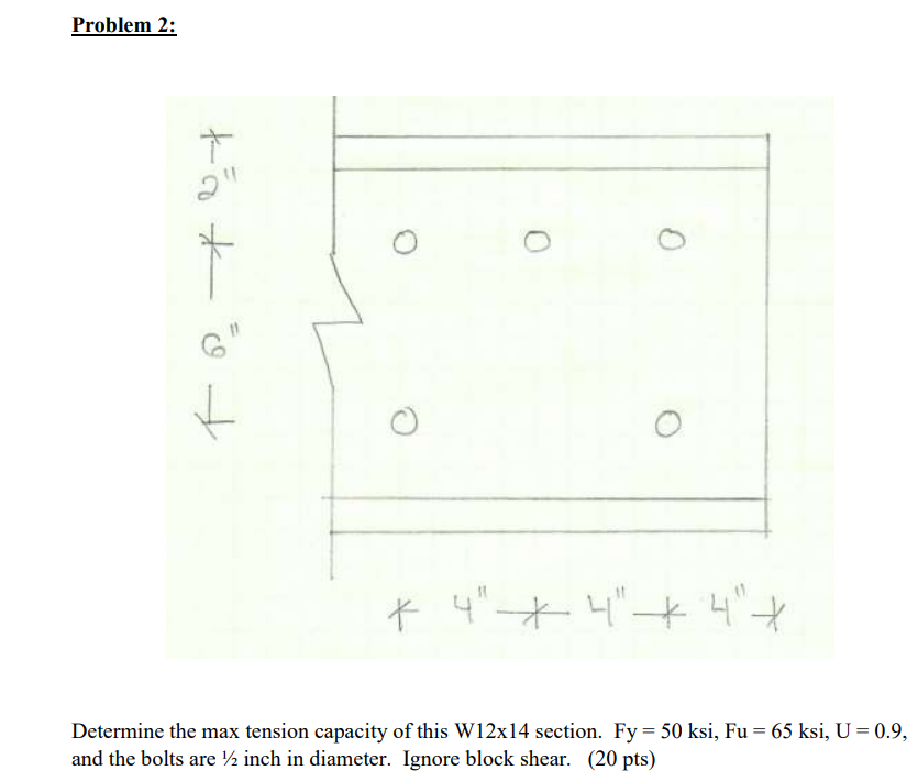 Solved Determine the max tension capacity of this W12x14 | Chegg.com