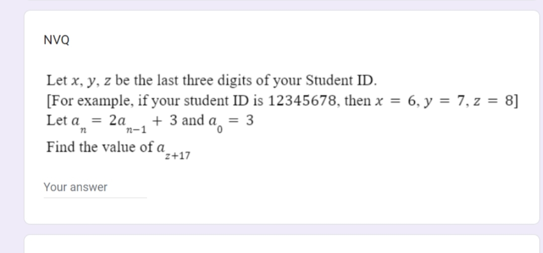 Solved NVQLet x,y,z ﻿be the last three digits of your | Chegg.com