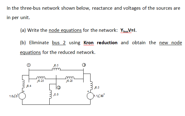 Solved In the three-bus network shown below, reactance and | Chegg.com