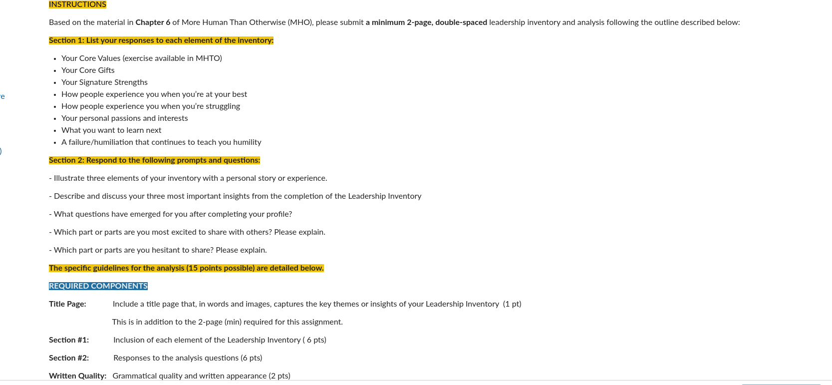 Solved INSTRUCTIONSSection 1: List your responses to each | Chegg.com