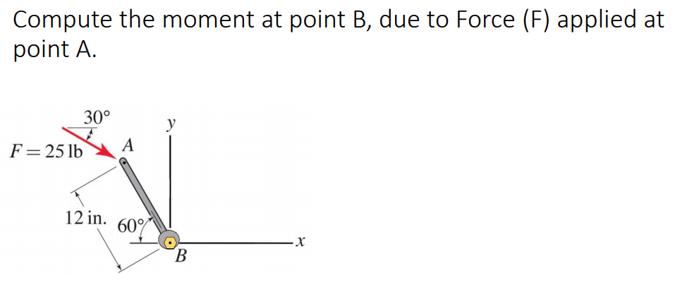 Solved Compute the moment at point B, due to Force (F) | Chegg.com Solved Compute the moment at point B, due to Force (F) | Chegg.com