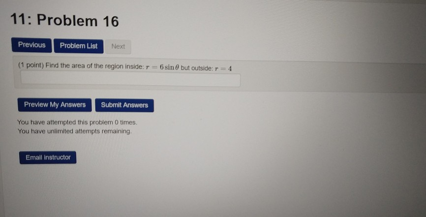 Solved 11: Problem 16 Previous Problem List Next (1 point) | Chegg.com