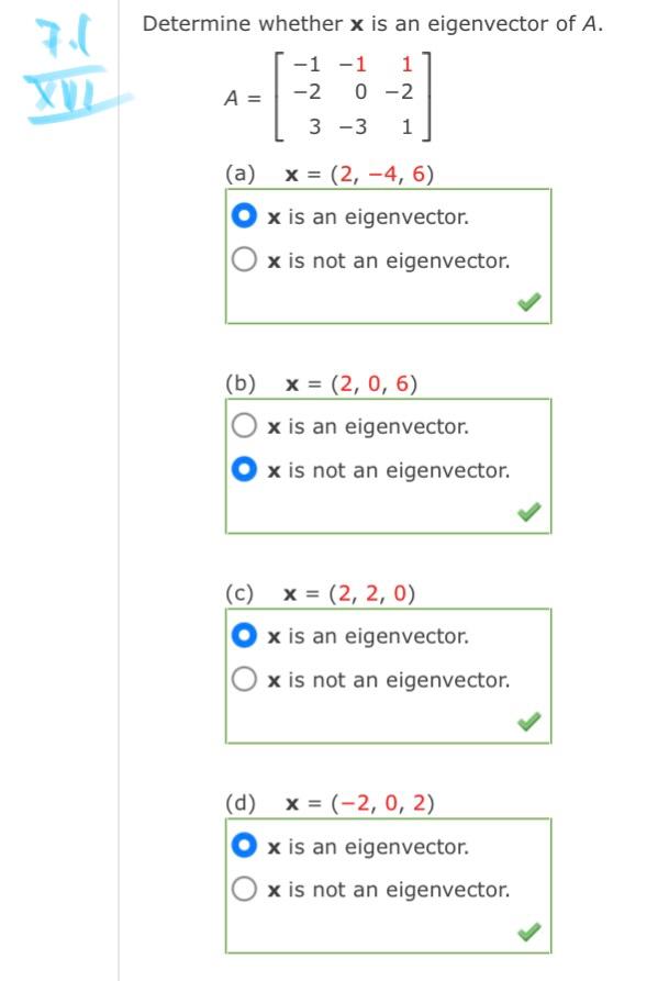 Solved Determine whether x is an eigenvector of A. | Chegg.com
