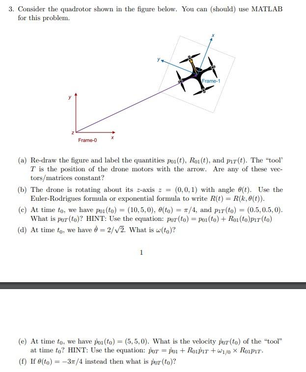 3. Consider the quadrotor shown in the figure below. | Chegg.com