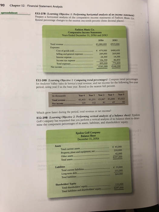 Solved 90 Chapter 12 Financial Statement Analysis | Chegg.com