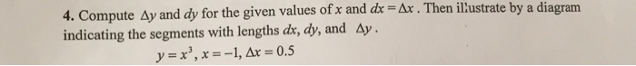 Solved Calculate delta y and dy for given values of x and dx | Chegg.com