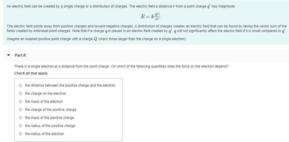 Solved An electric field can be created by a single charge | Chegg.com