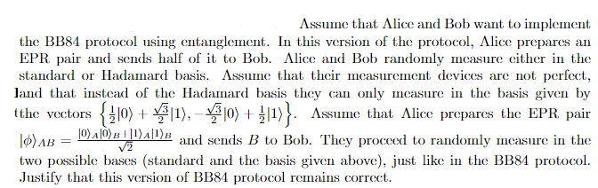 Solved Assume that A lice and Bob want to implement the BB84 | Chegg.com Solved Assume that A lice and Bob want to implement the BB84 | Chegg.com