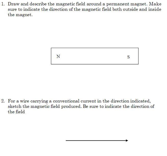 Solved 1. Draw and describe the magnetic field around a | Chegg.com