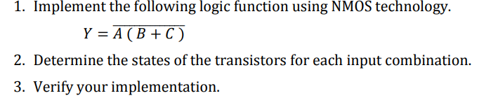 Solved 1 Implement The Following Logic Function Using Nimus 7896