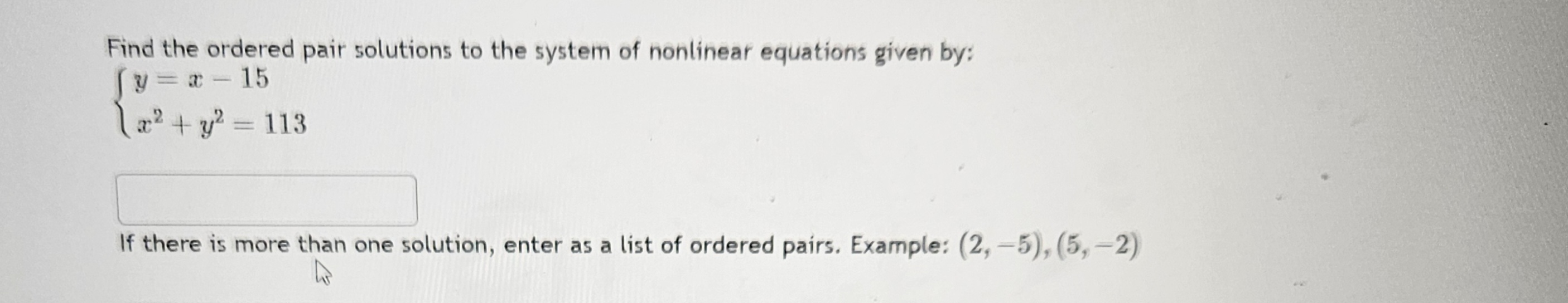 Solved Find the ordered pair solutions to ﻿the system of | Chegg.com