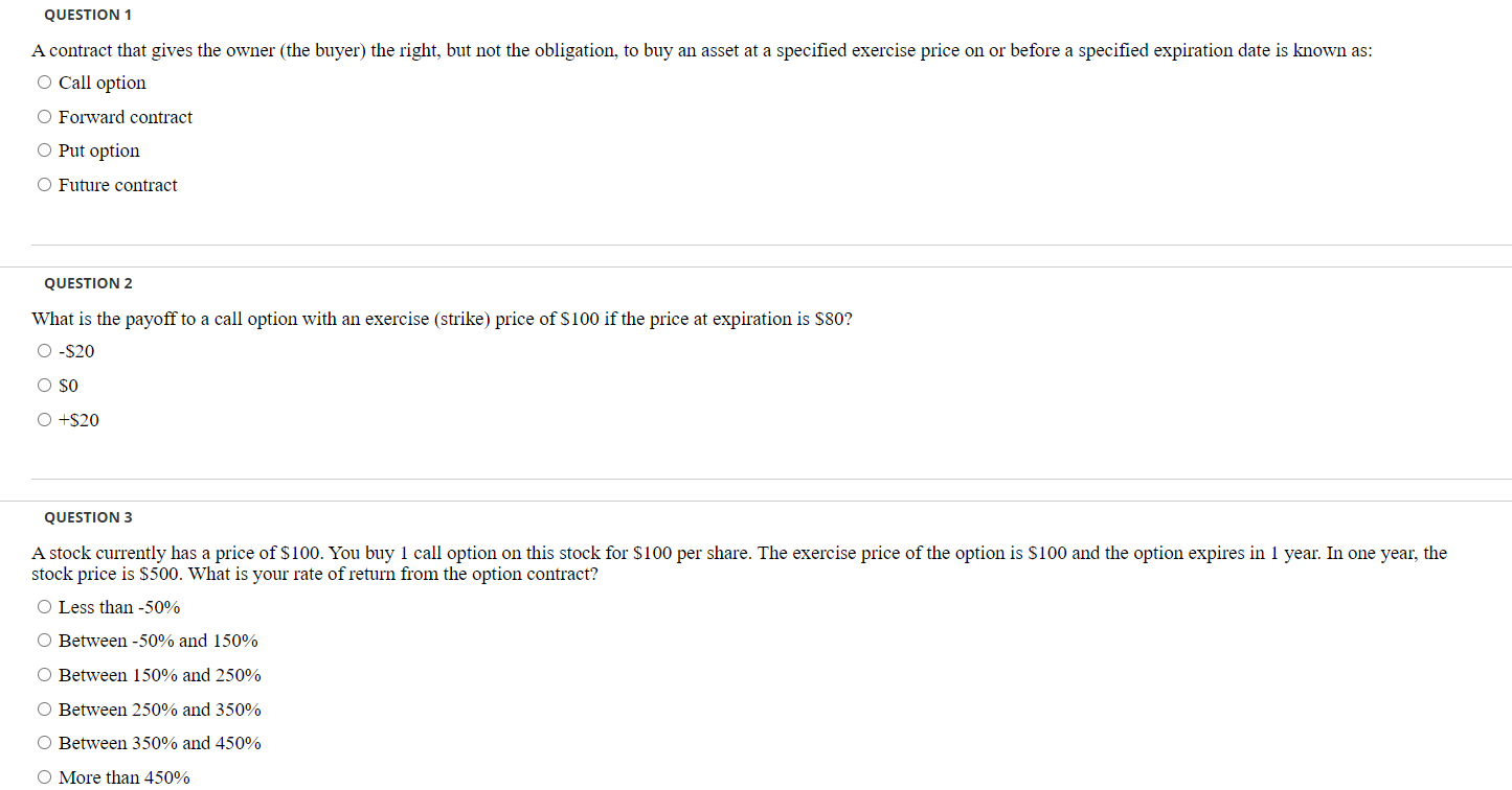 Solved A contract that gives the owner (the buyer) the | Chegg.com