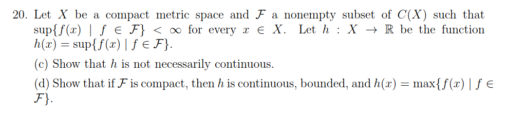 20. Let X be a compact metric space and F a nonempty | Chegg.com