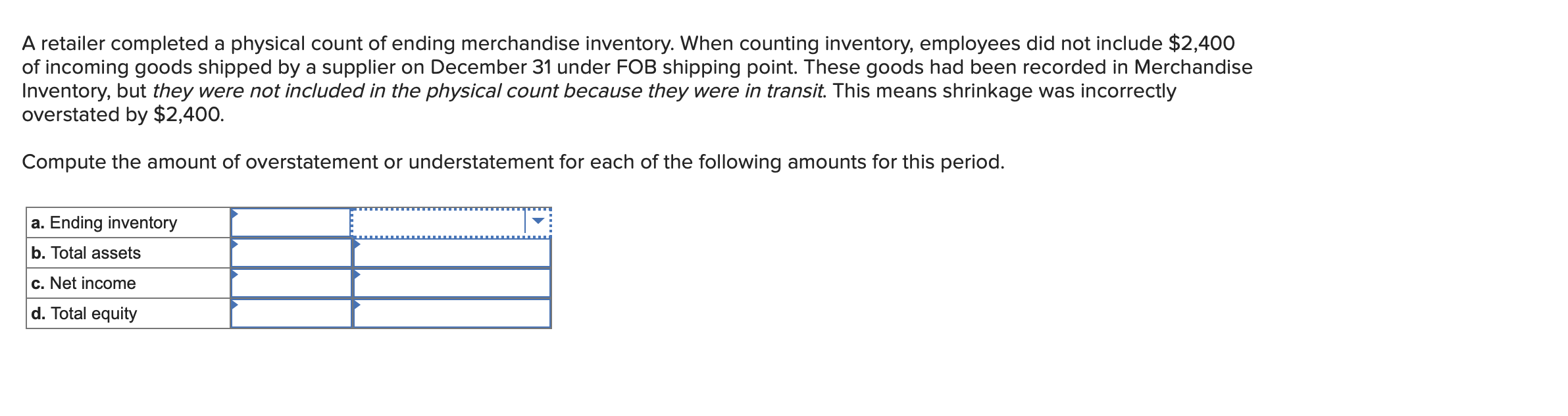 Solved A retailer completed a physical count of ending | Chegg.com