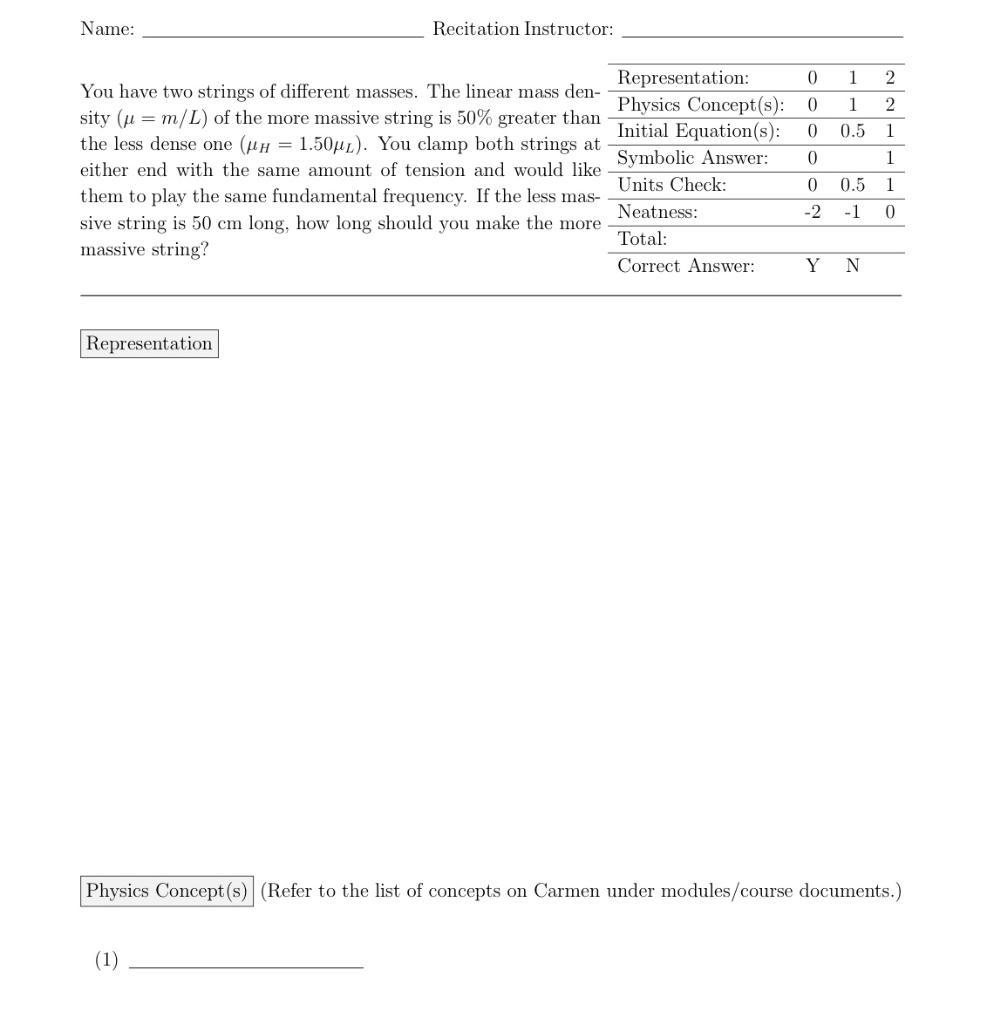 Solved Name: Recitation Instructor: 0 1 2 2 0 0 0 0.5 1 1 | Chegg.com