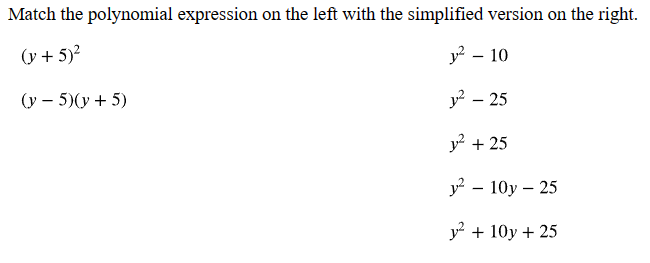 Solved Match the polynomial expression on the left with the | Chegg.com
