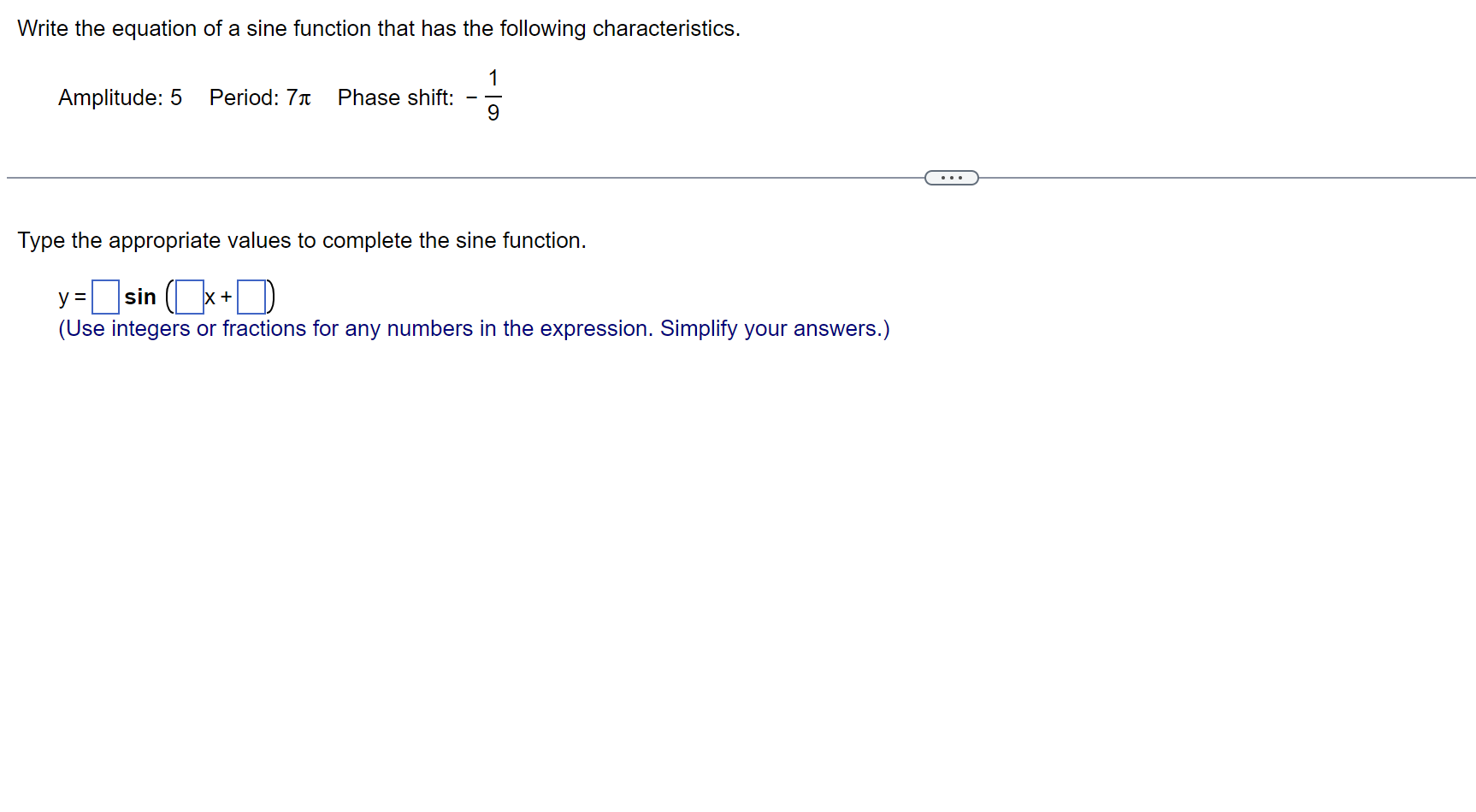 Solved Write the equation of a sine function that has the | Chegg.com