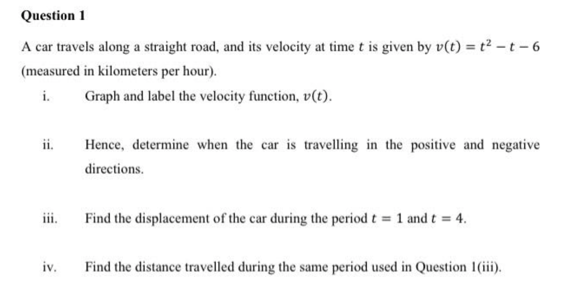 Solved A car travels along a straight road, and its velocity | Chegg.com