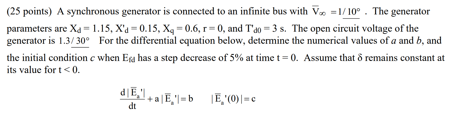 Solved 2 (25 points) A synchronous generator is connected to | Chegg.com