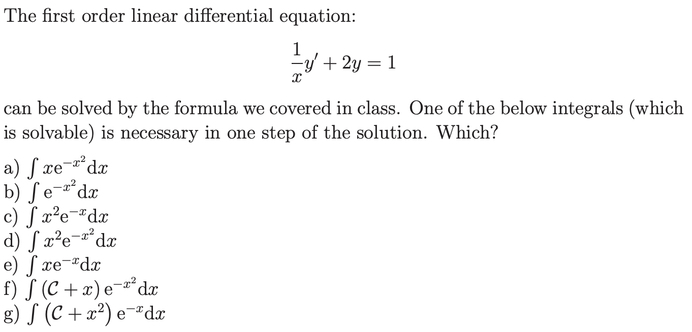 Solved The first order linear differential equation: 1 Fy' + | Chegg.com